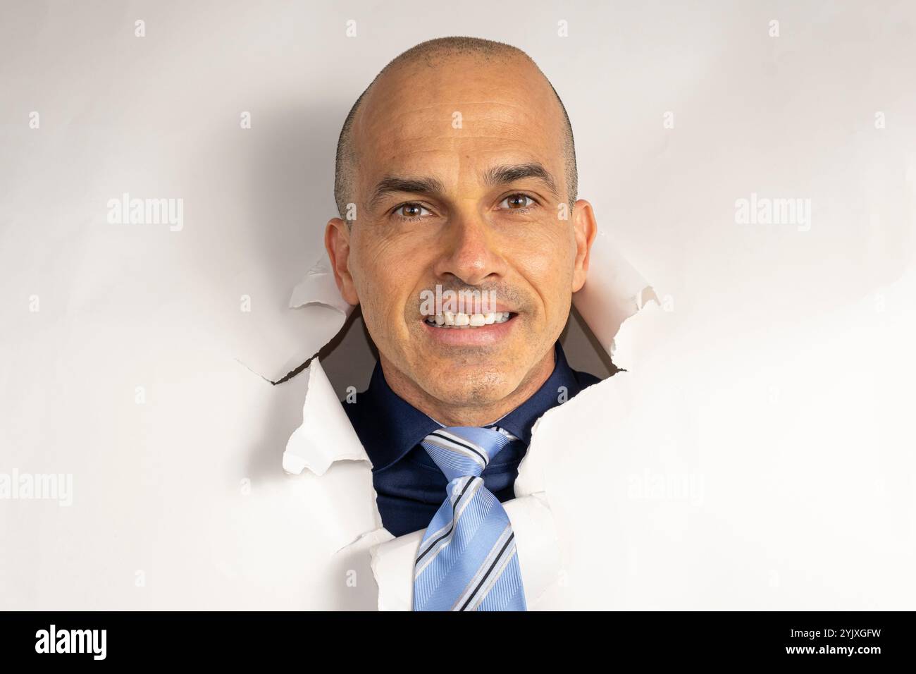 48 year old man in casual clothing and tie, only his head on a ...