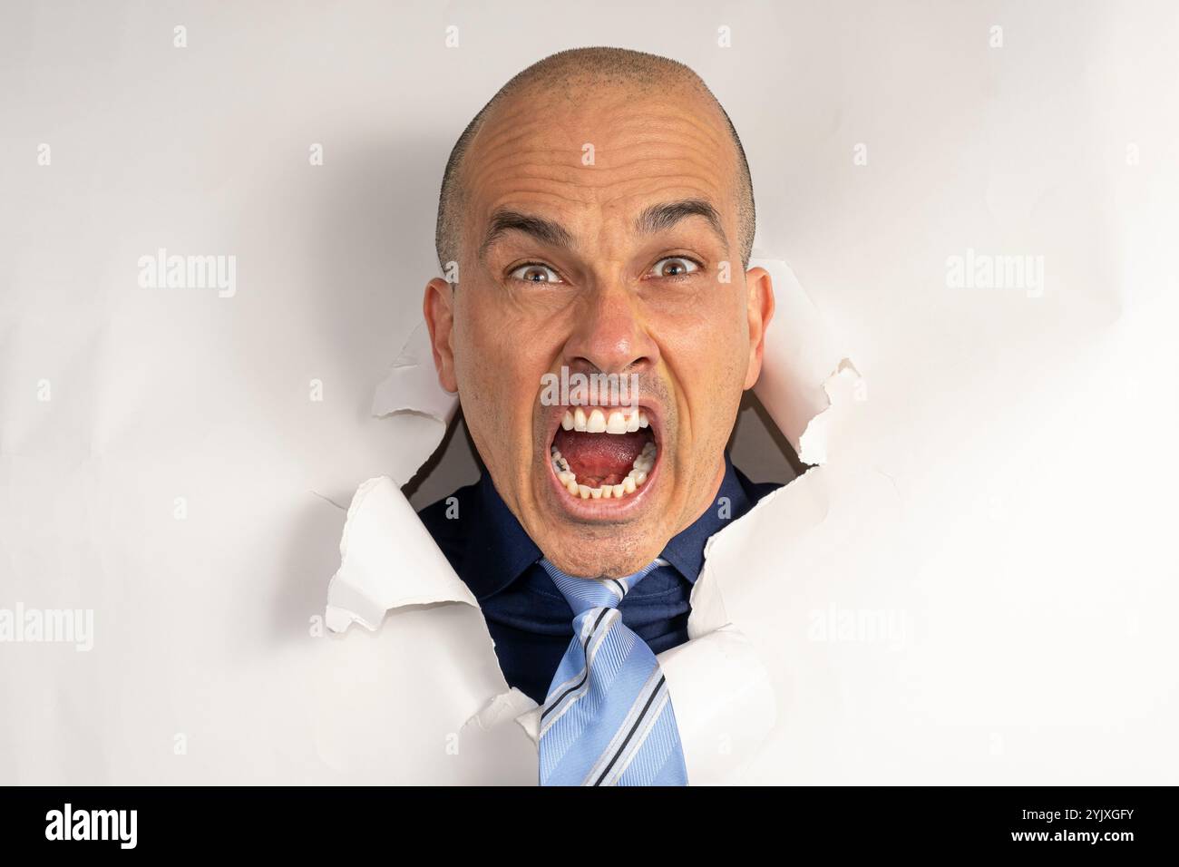 48 year old man in casual clothing and tie, only his head on a ...