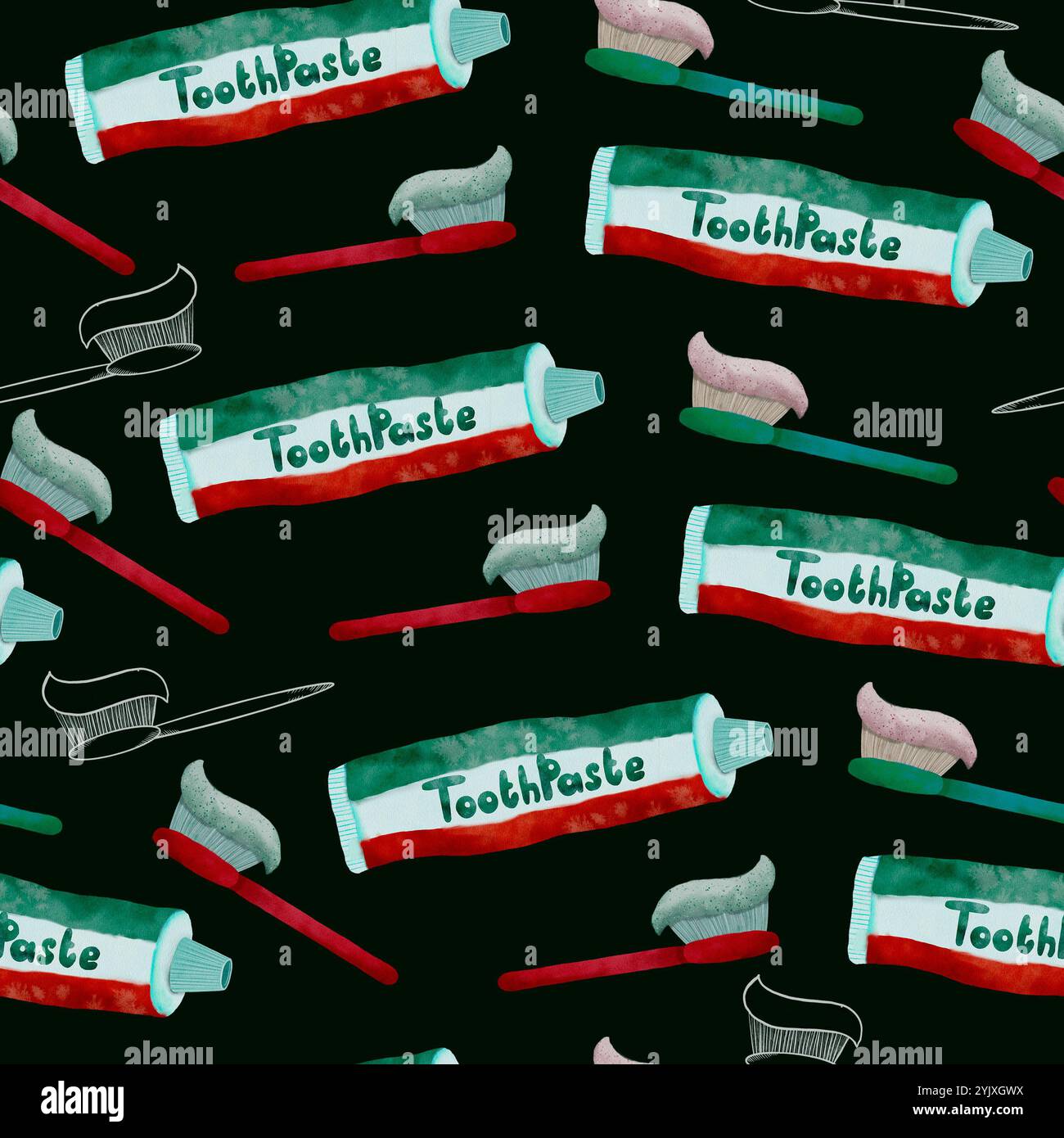 A fun, colorful, and vibrant pattern that features both toothpaste ...