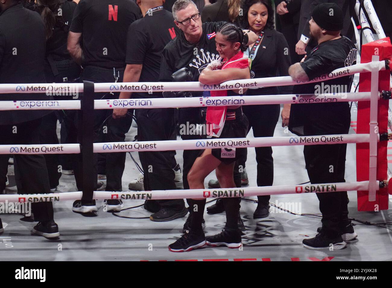 Amanda Serrano reacts after fighting Katie Taylor in an undisputed ...