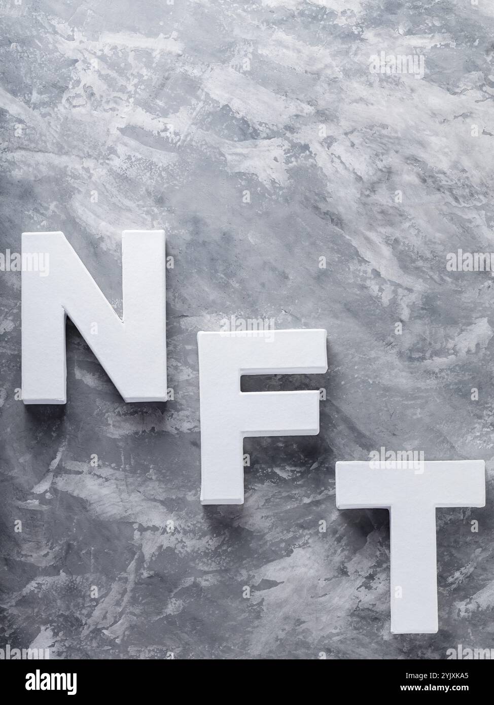 White NFT Letters on Gray Textured Background, Crypto Art Concept Stock ...