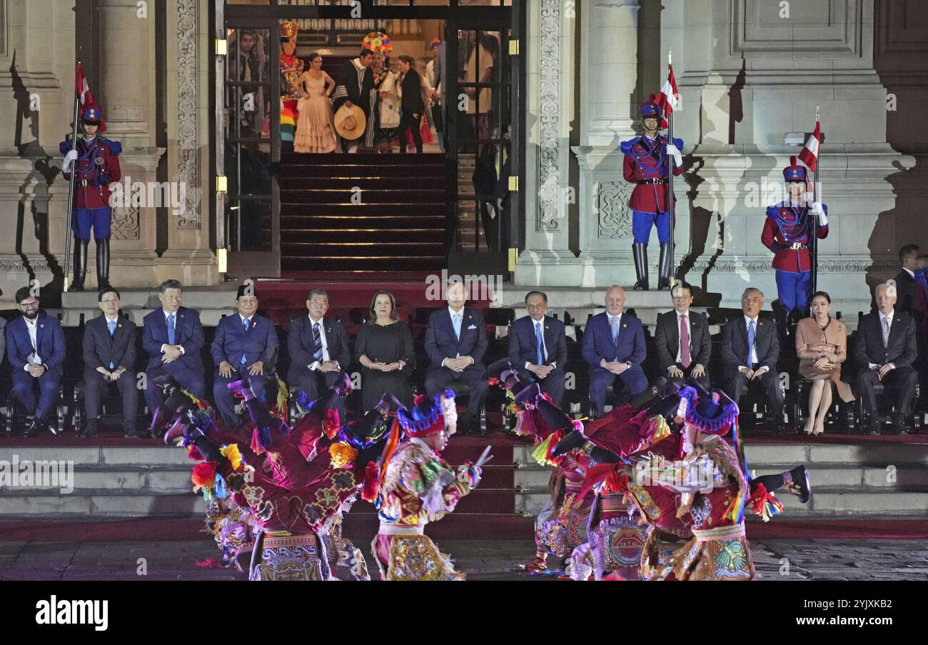 APEC leaders enjoy watching a dance performance in Lima, Peru on Nov ...