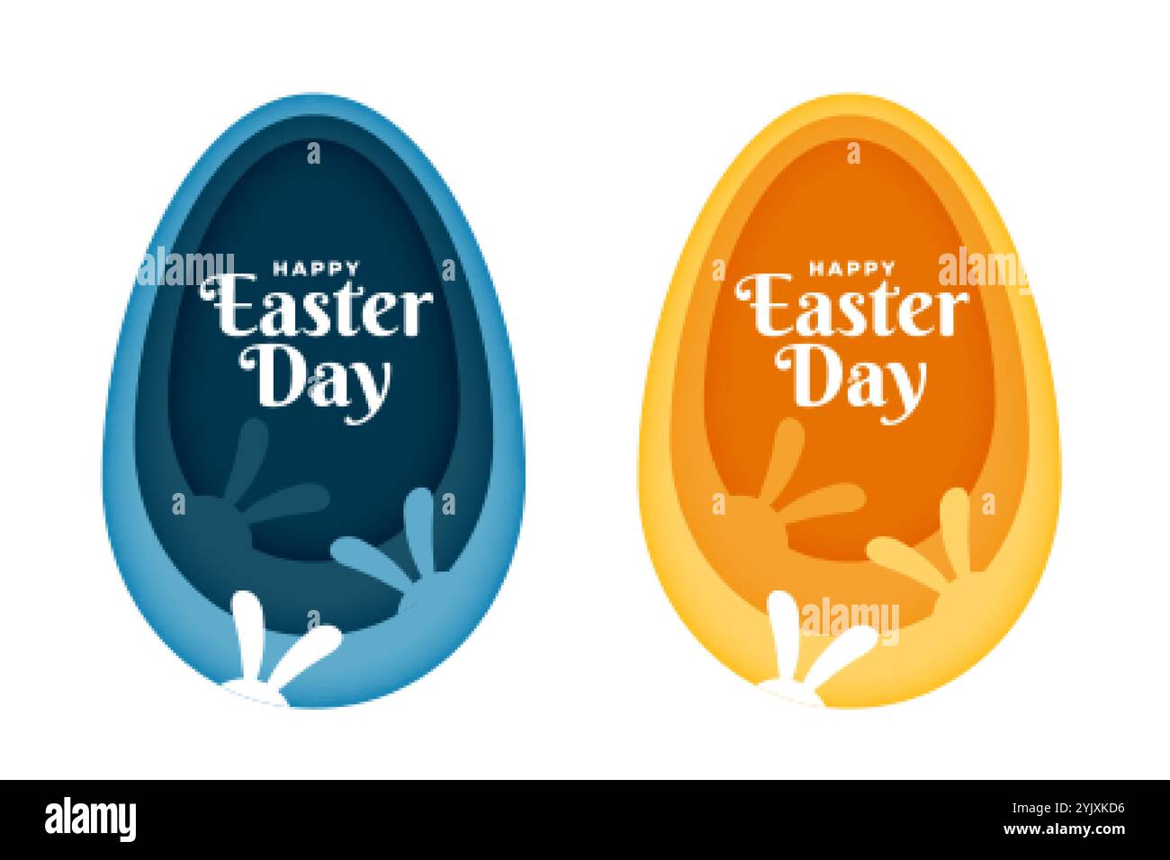papercut style easter day bunny eggs design Stock Vector Image & Art ...