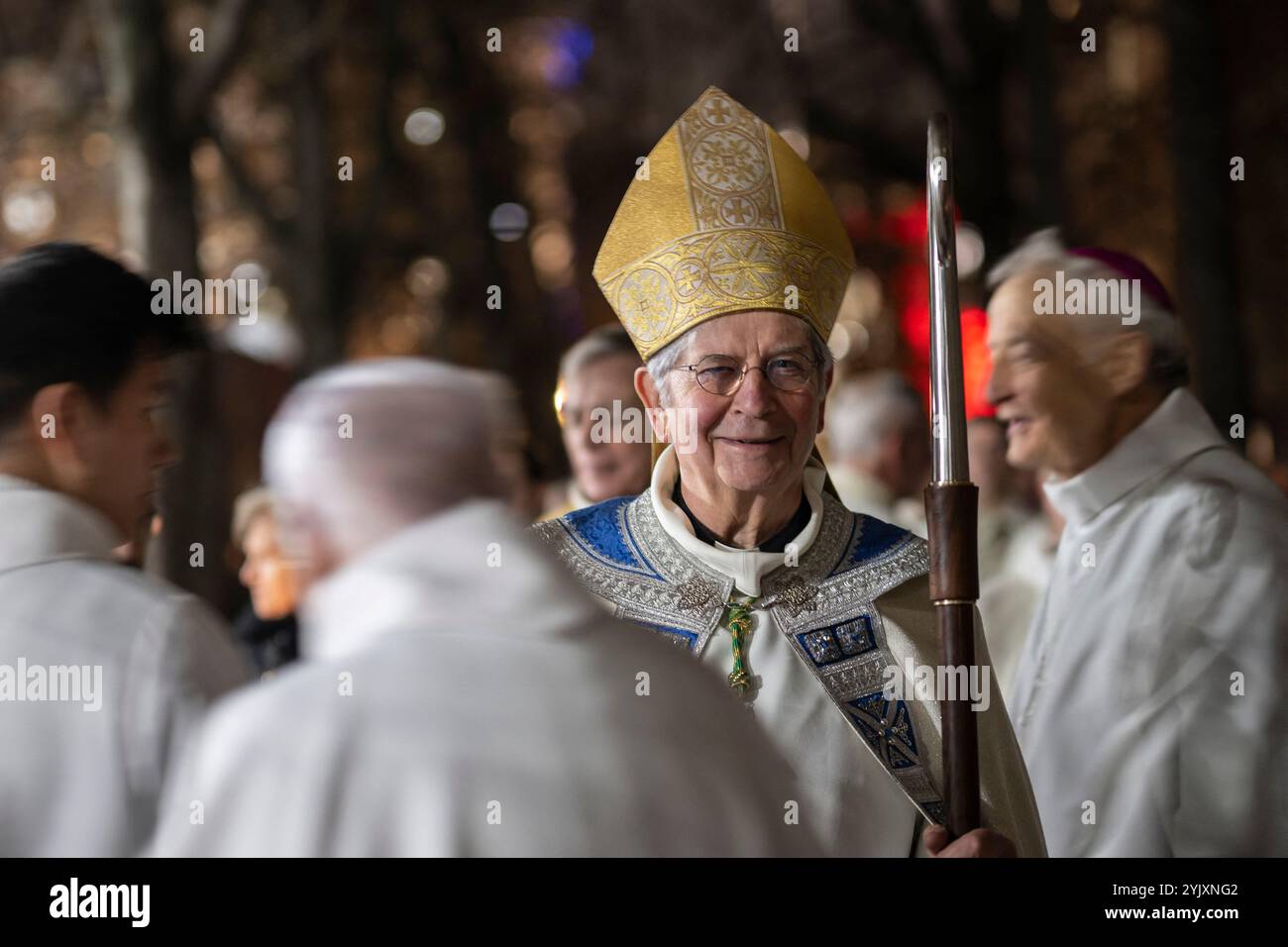 Paris Archbishop Laurent Ulrich delivers a prayer next to the "Vierge a ...