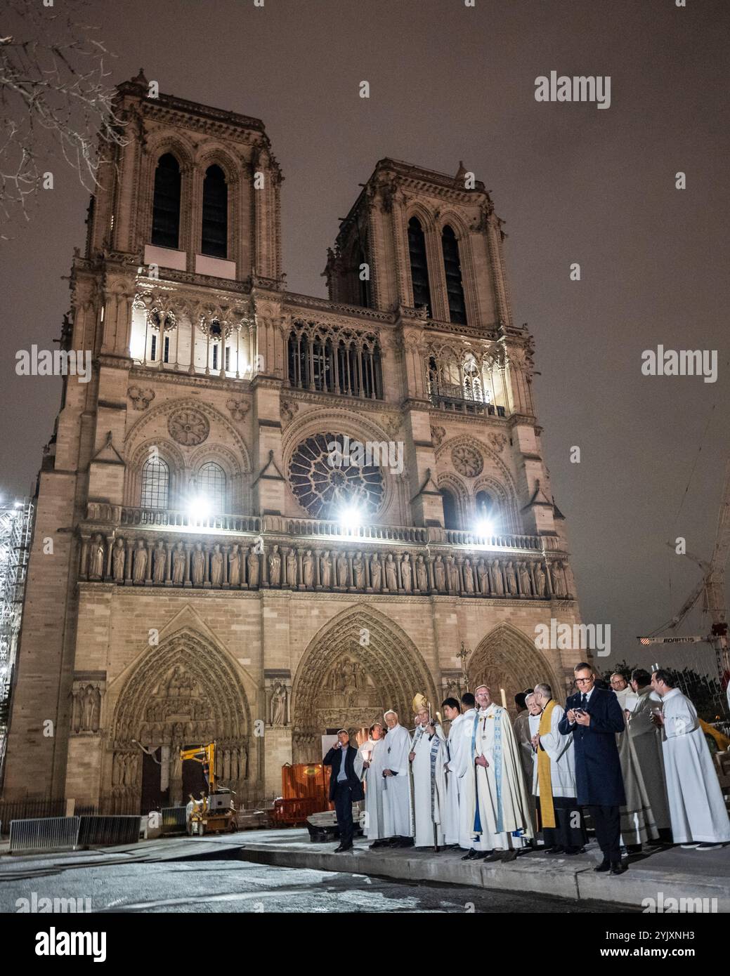 Paris Archbishop Laurent Ulrich wait, on the forecourt of Notre Dame de ...