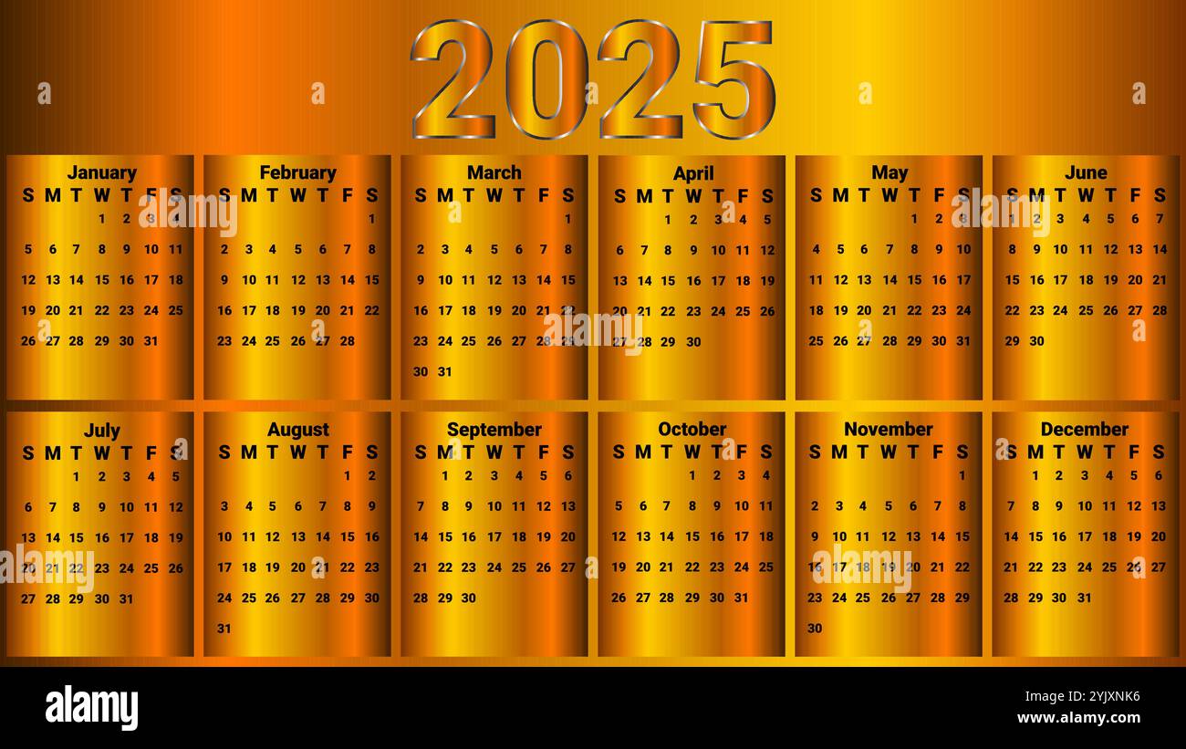 Calendar 2025 with attractive luxury golden theme Stock Vector Image ...