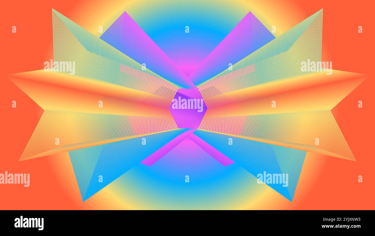 Abstract background with hexagonal shape surrounded by overlapping ...