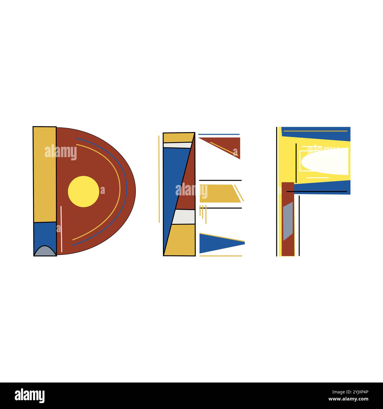 Kandinsky style DEF alphabet letters for your design, vector image ...