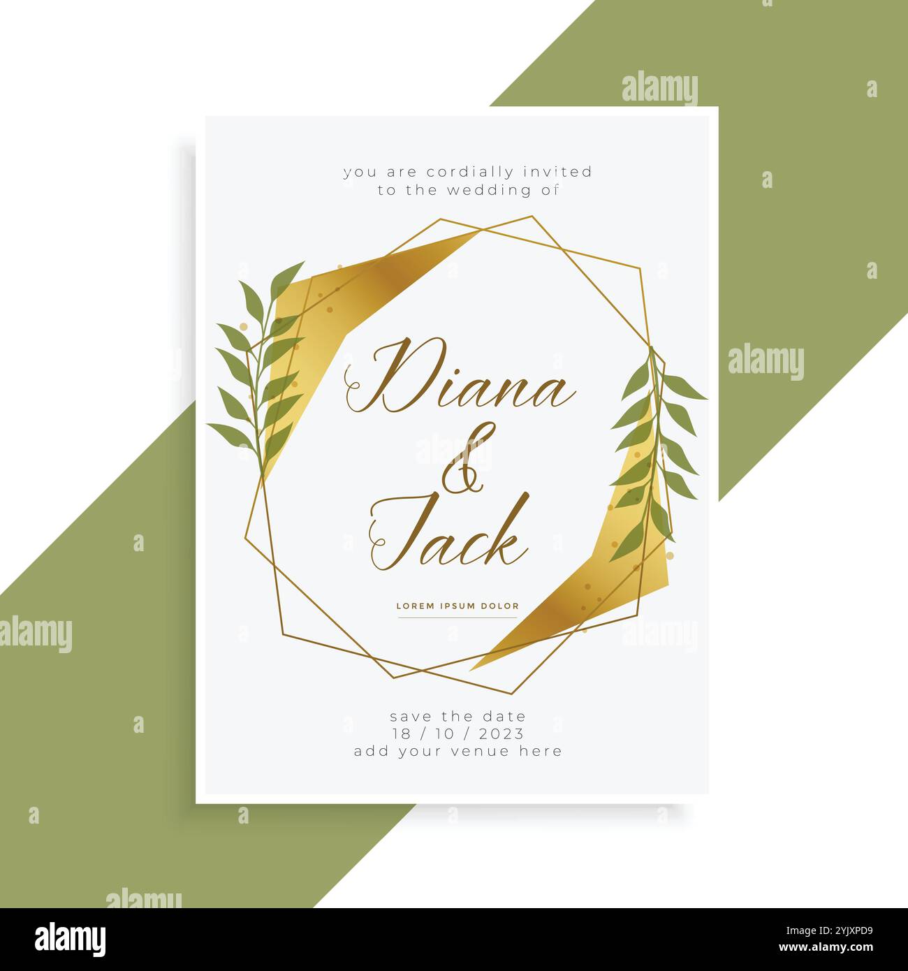 beautiful golden wedding invitation card design Stock Vector Image ...