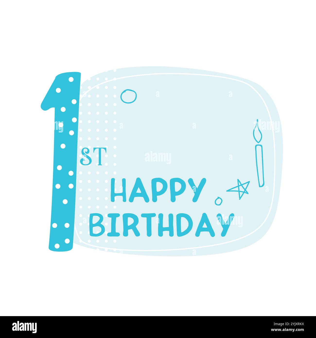 cute first happy birthday card design vector illustration Stock Vector ...