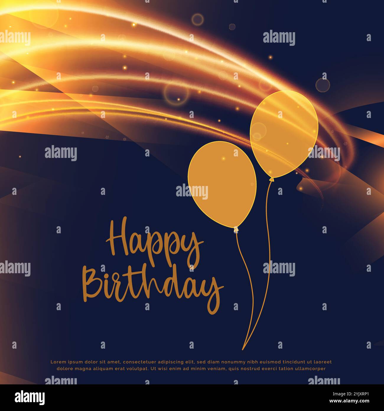shiny golden happy birthday card design with light streak Stock Vector ...