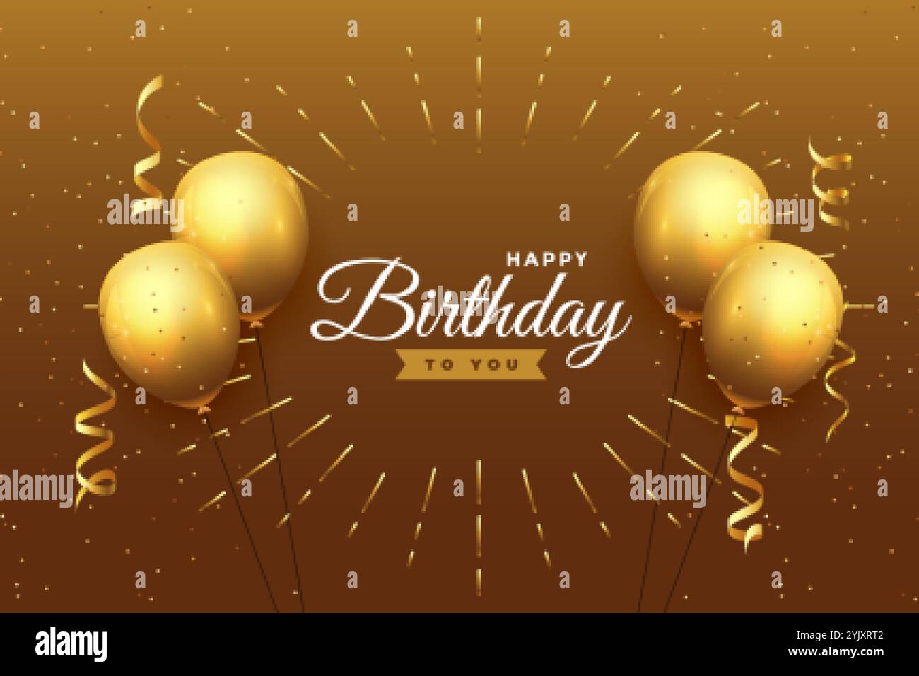 happy birthday celebration background in golden theme Stock Vector ...