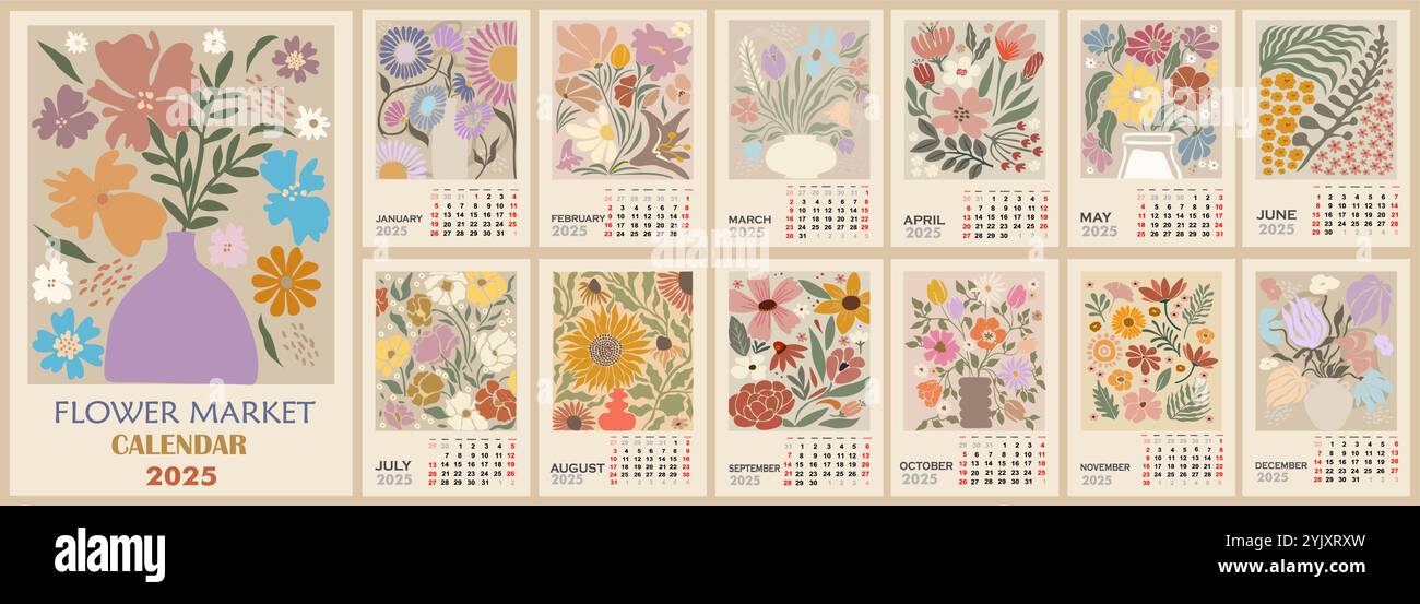 Vertical calendar 2025 set Stock Vector Images - Alamy
