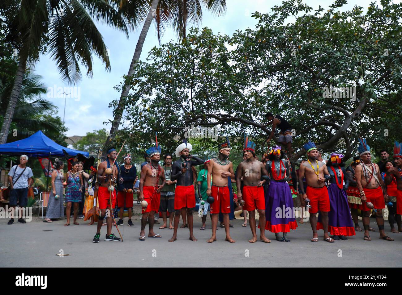 Guajajara people dance traditional dances during the Wyrau'haw ritual ...