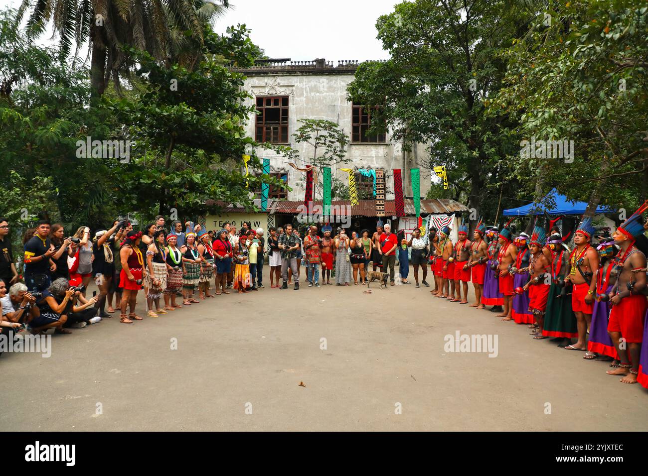 Guajajara people dance traditional dances during the Wyrau'haw ritual ...