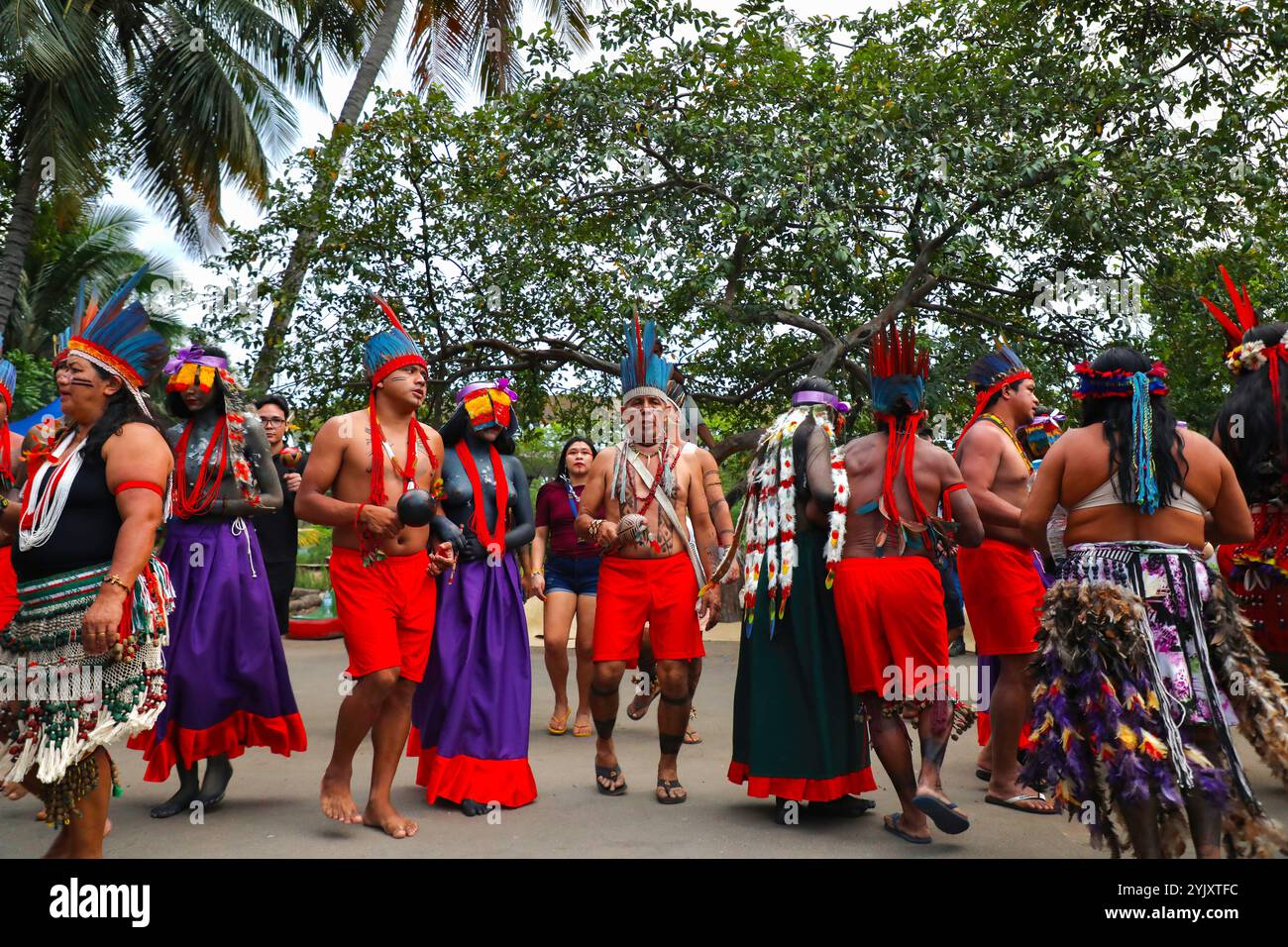 Guajajara people dance traditional dances during the Wyrau'haw ritual ...