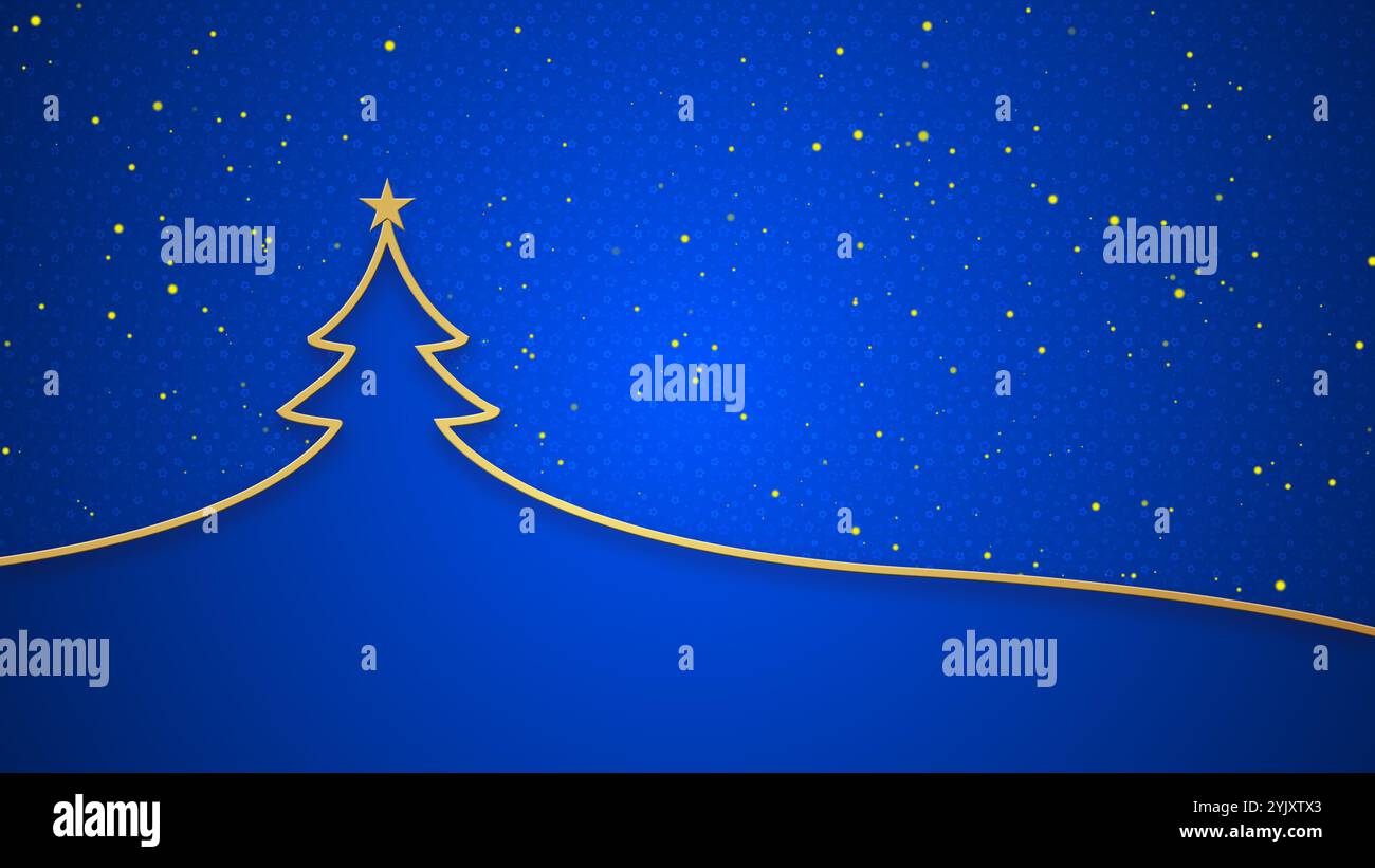Christmas Tree Outline with Blue Background Stock Photo - Alamy
