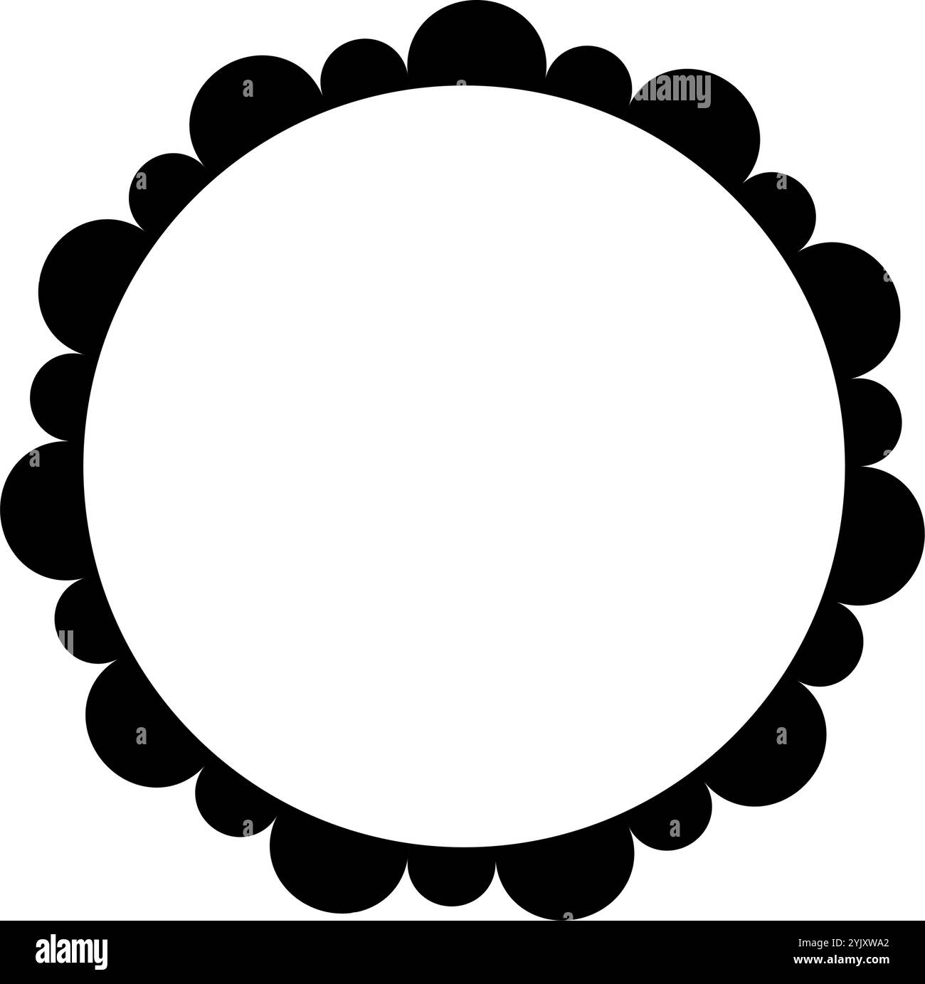 Scalloped edge circle frame. Simple round scalloped border. Fabric lace ...