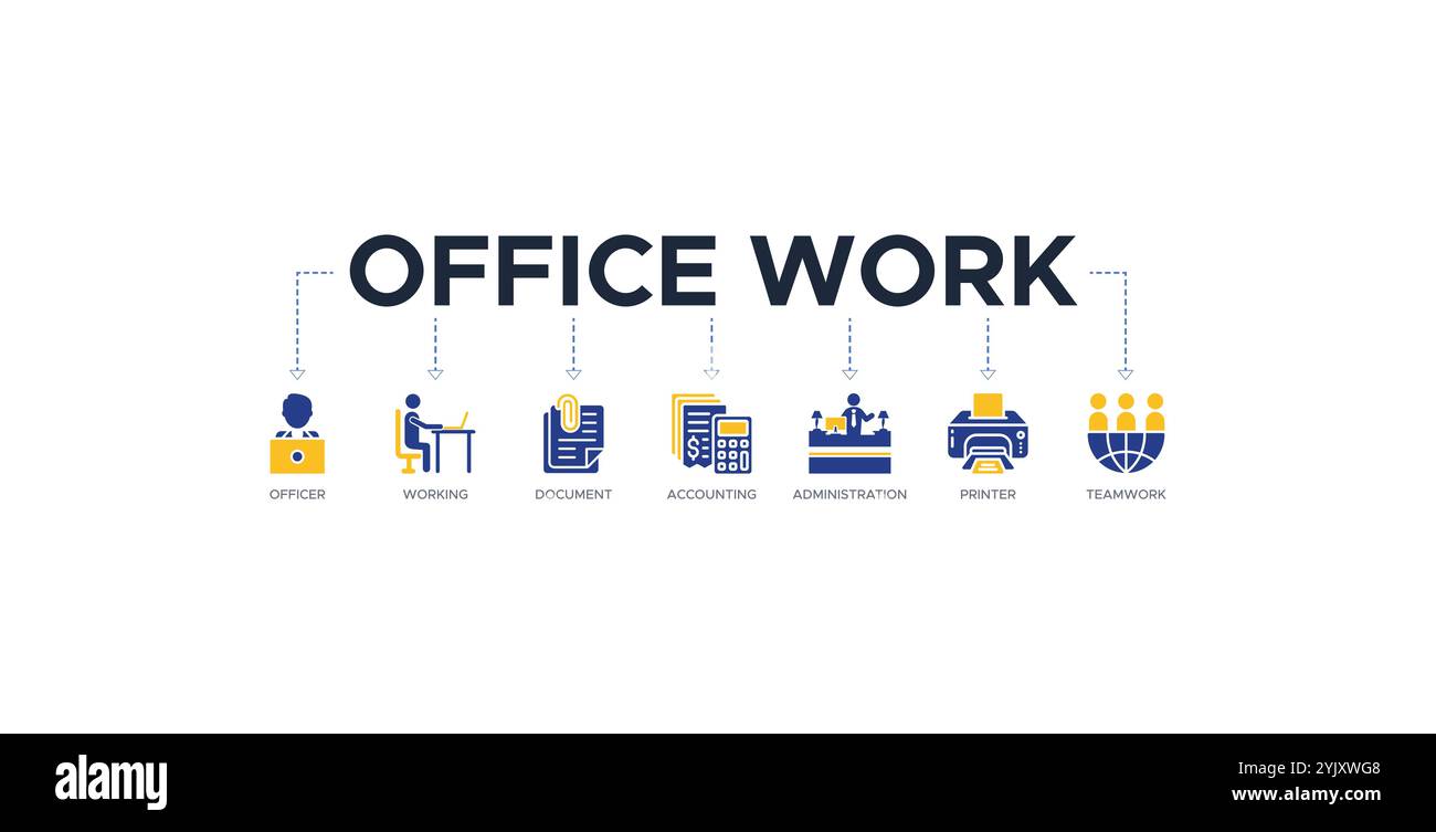 Office work banner web icon vector illustration concept with icon of ...
