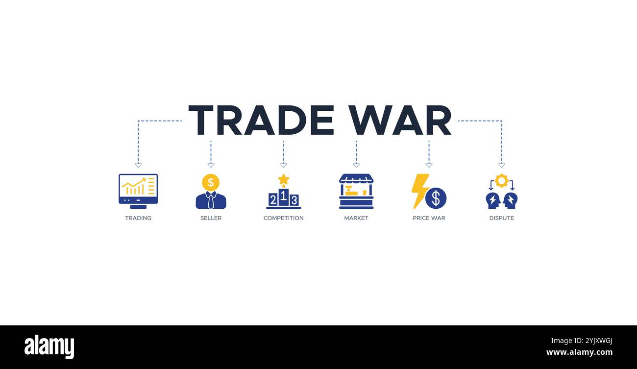 Trade war banner web icon vector illustration concept with icon of ...