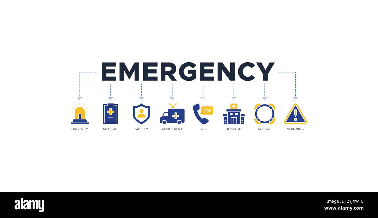 Emergency banner web icon vector illustration concept with icon of ...