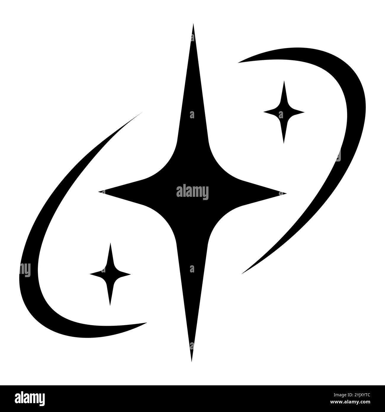 Stylized star with two smaller stars two curved lines around Stock ...