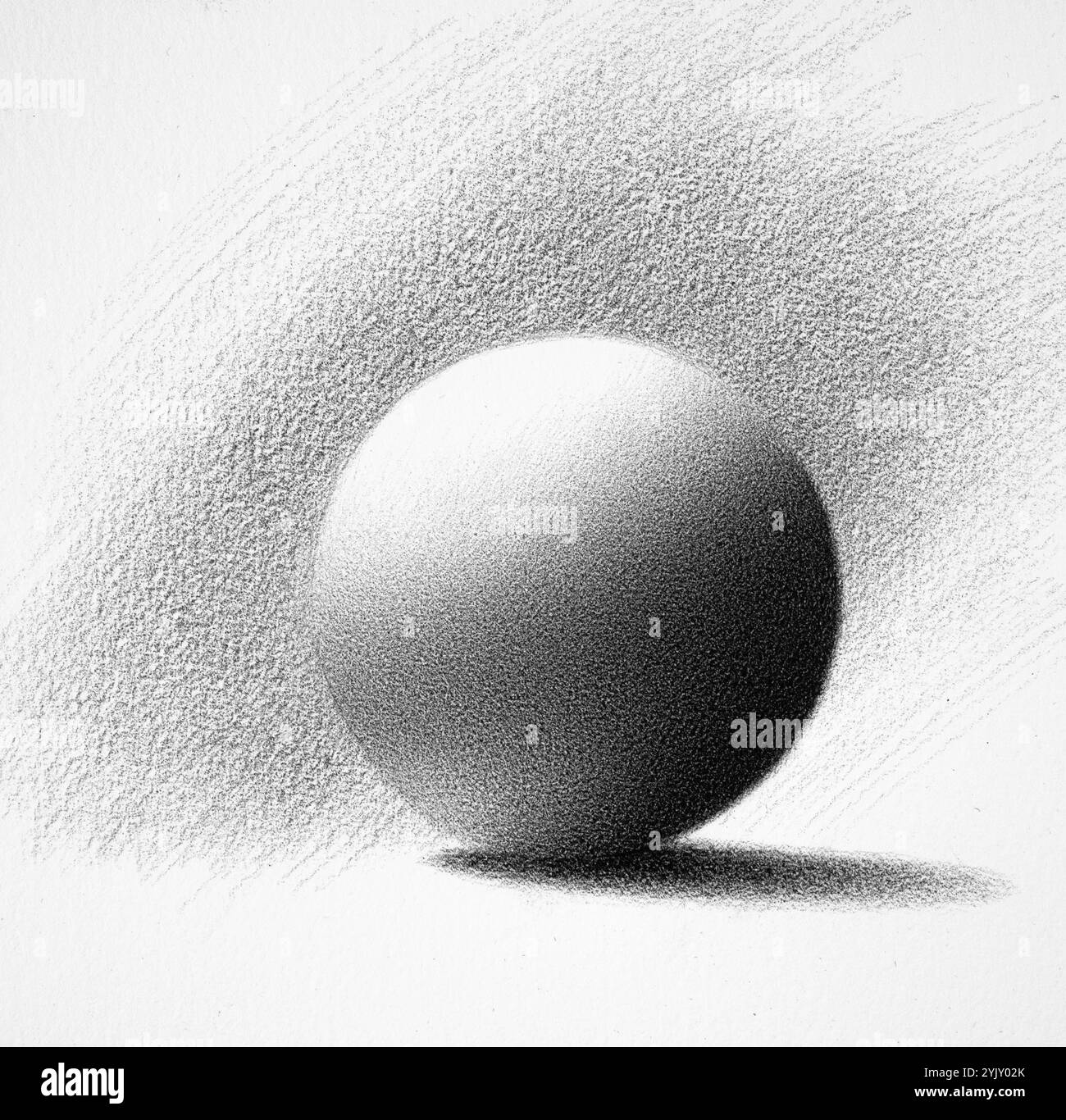 A detailed pencil drawing of a sphere, showcasing soft gradients, light ...