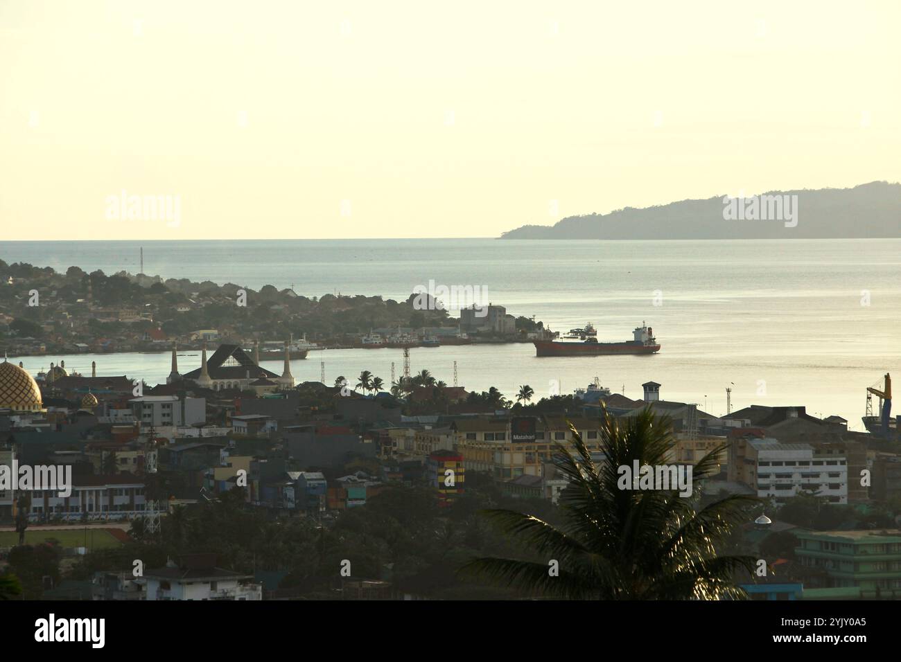 Bay of Ambon and part of Ambon City are seen from Karangpanjang hill in ...