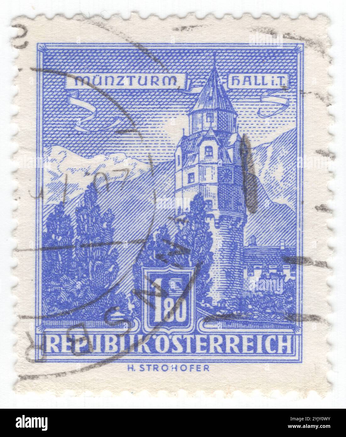 AUSTRIA - 1960 February 01: 1.80 shillings bright ultramarine postage ...