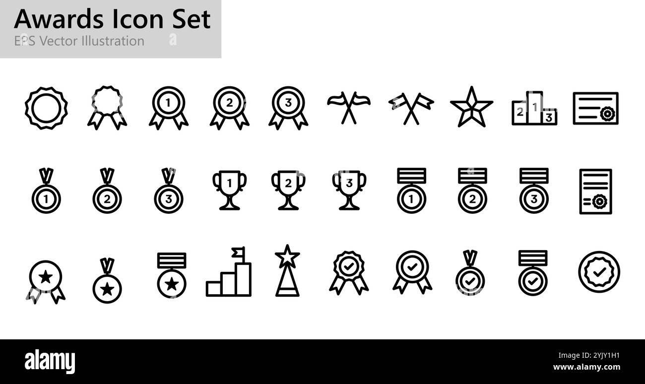 Awards vector illustration outline icons set Stock Vector Image & Art ...