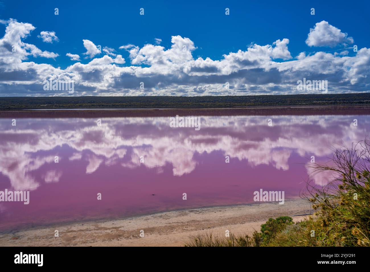 Colors and reflections of Pink Lake, Port Gregory. Western Australia ...