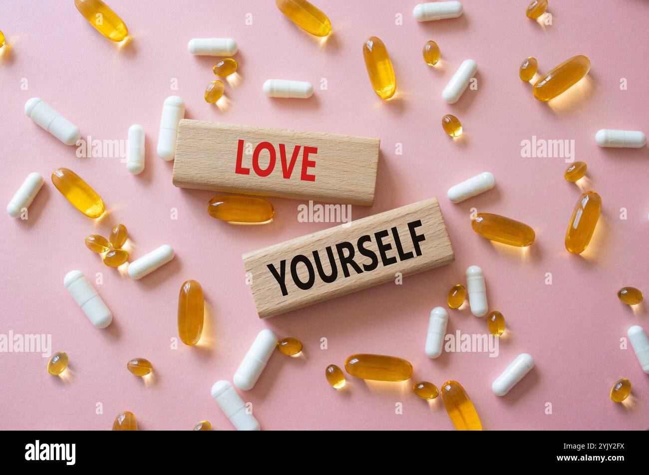 Love Yourself symbol. Concept words Love Yourself on wooden blocks ...