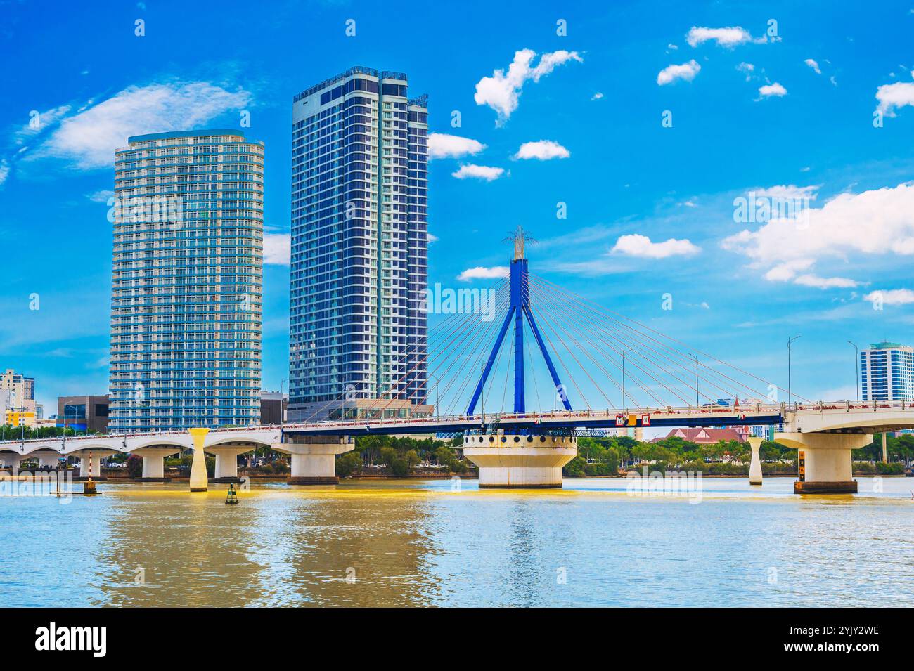 Han River Bridge over the Han River and skyscrapers in Da Nang in ...