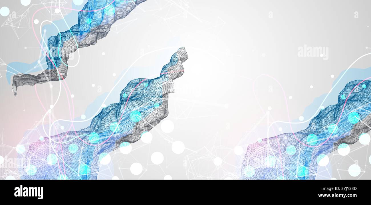 Abstract Frame Wave With Colored Spots On It And Curved Lines Plexus Effect Hand Drawn Vector