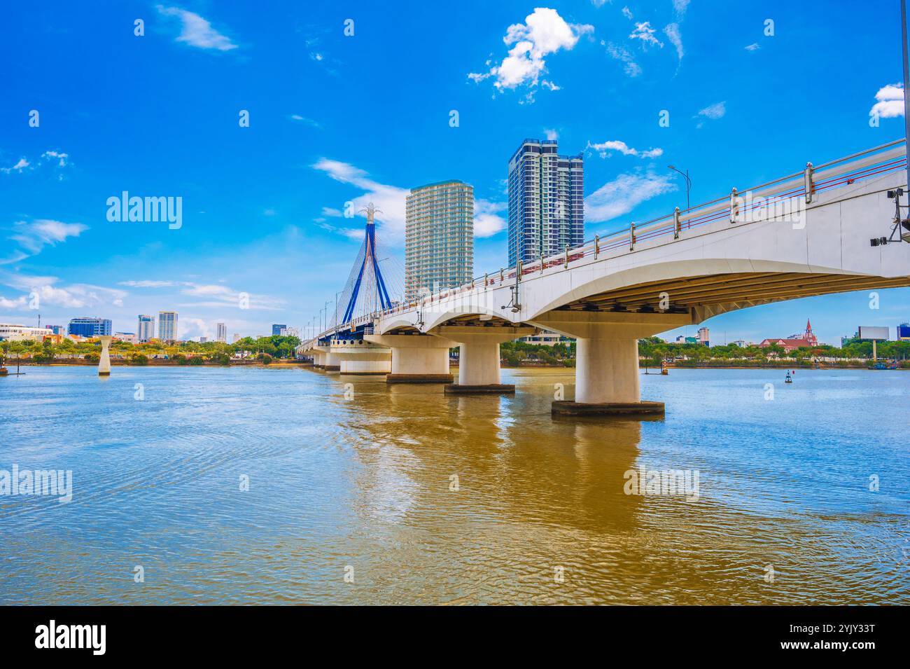 Han River Bridge or Cau Song Han over the Han River in Da Nang in ...