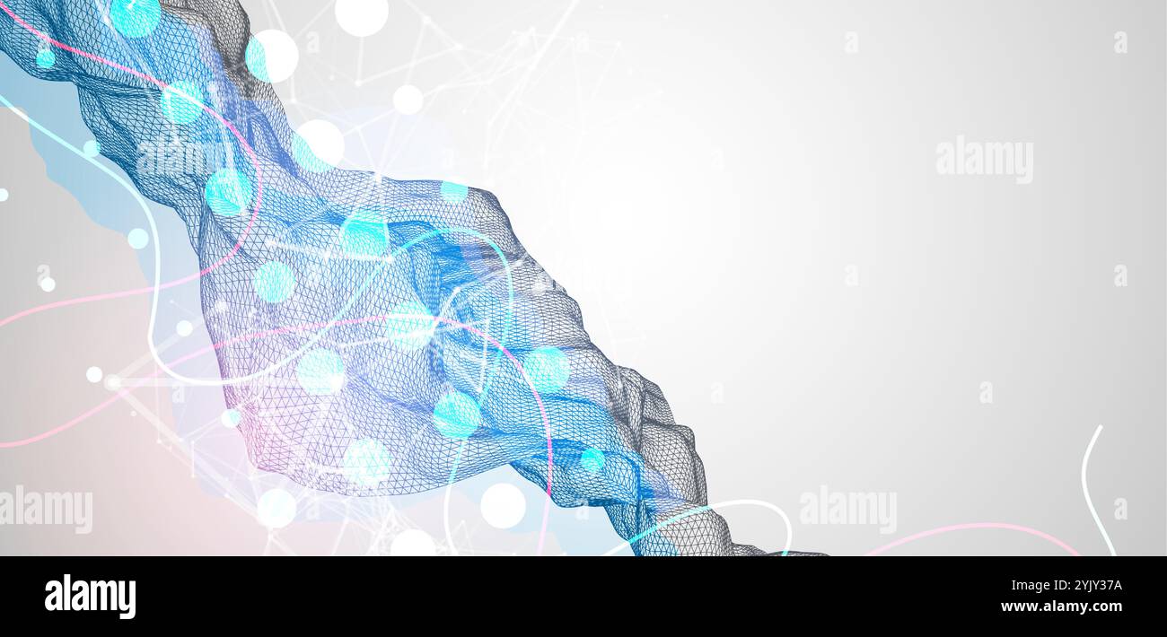 Abstract Frame Wave With Colored Spots On It And Curved Lines Plexus Effect Hand Drawn Vector