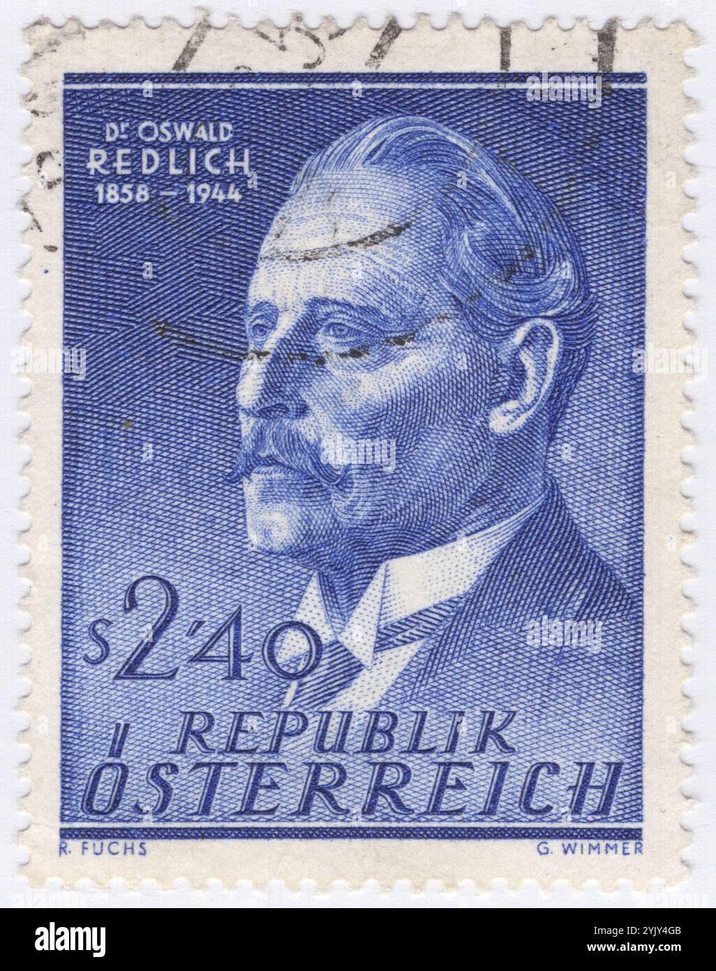 AUSTRIA - 1958 September 17: 2.40 shillings ultramarine postage stamp ...