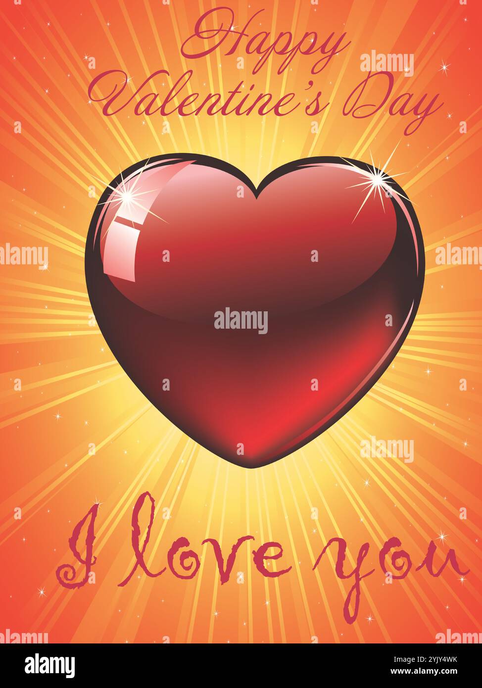 Red heart with the words "I love you" written below it. The heart is ...
