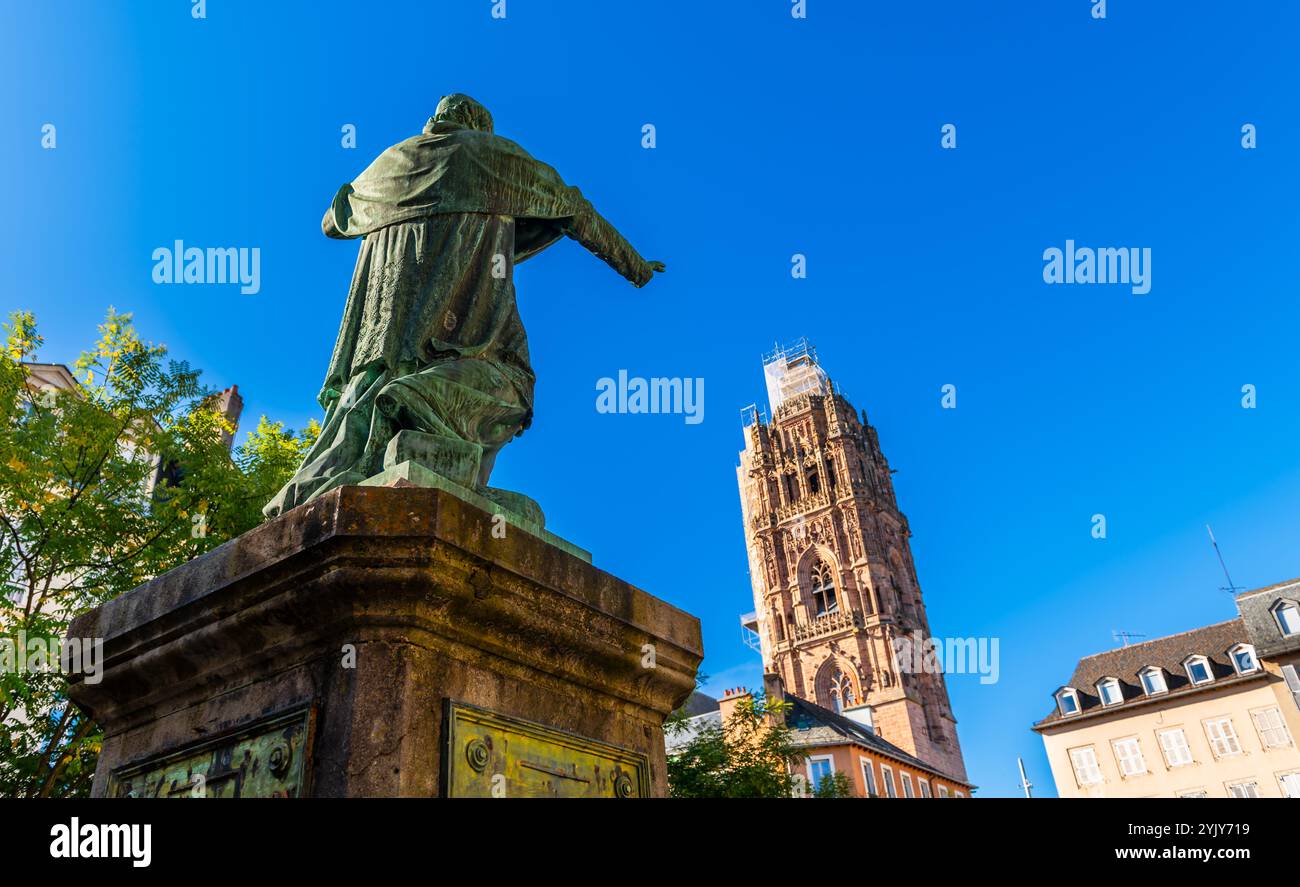 Monument to Monsignor Affre on the square of the Cité in Rodez, Aveyron ...