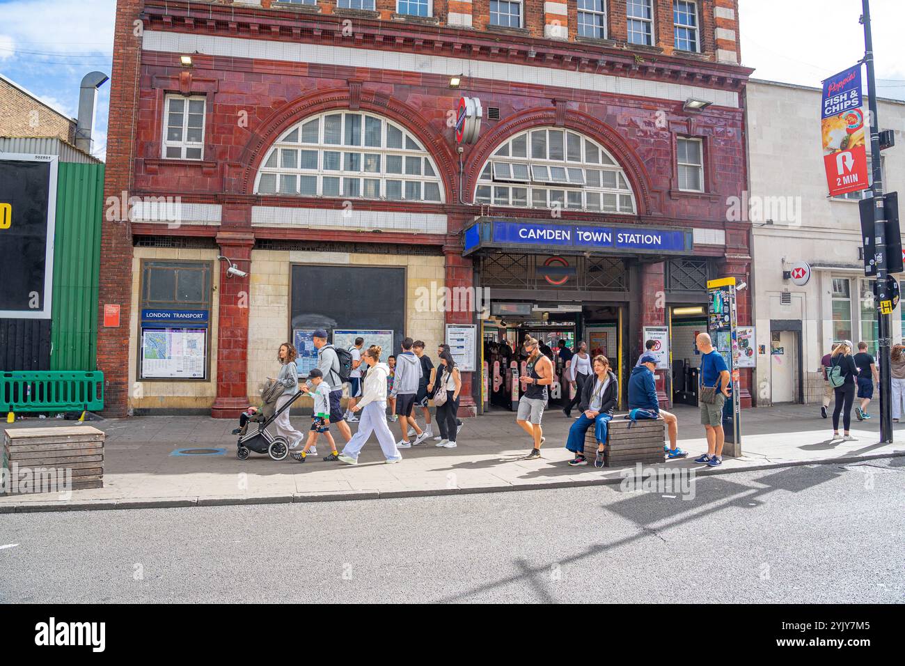 entrance and exit facade of Camden Town tube station, London.UK Stock ...