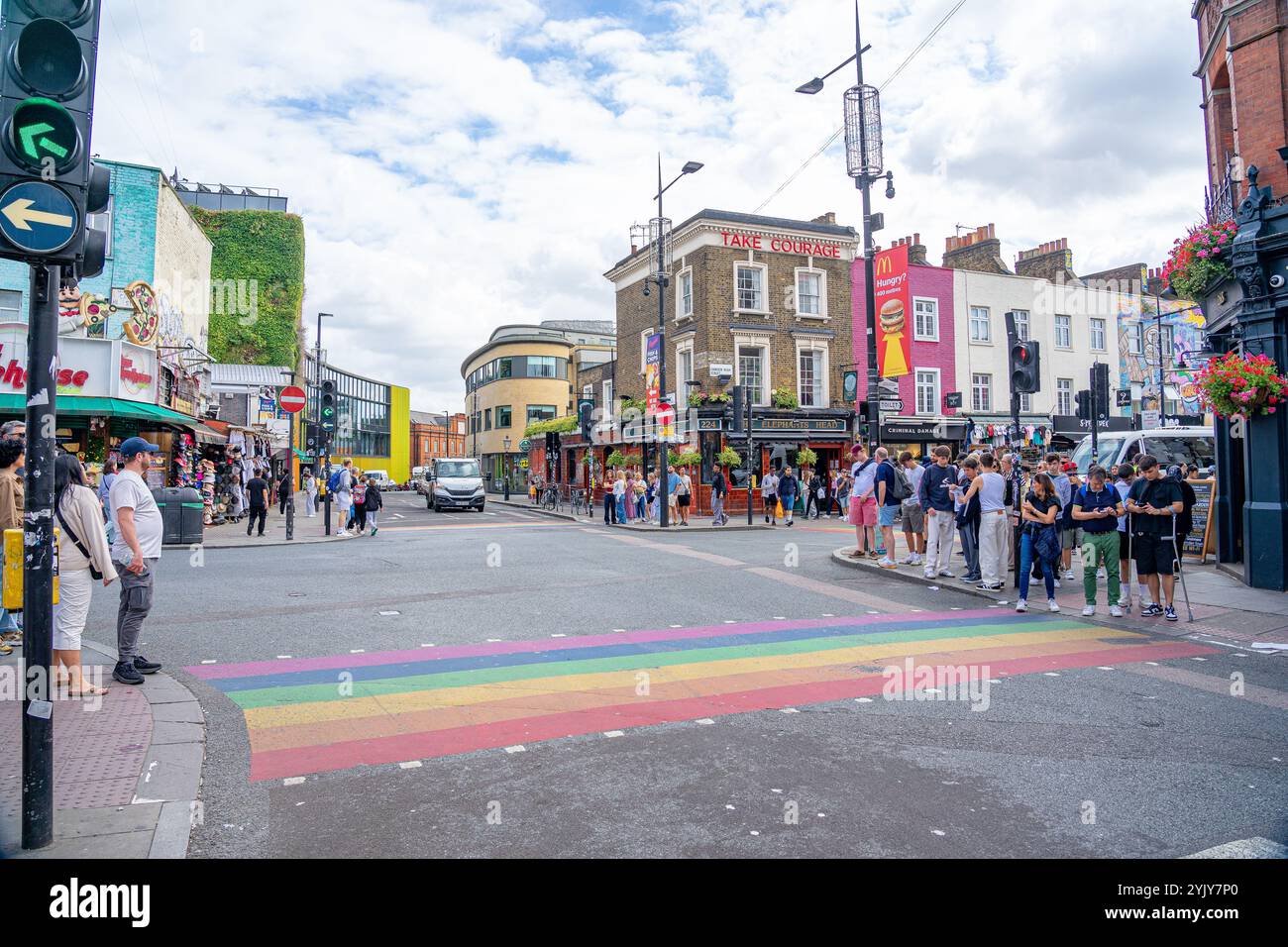 pedestrian walkway designed with rainbow colors, LGBT symbol on the ...