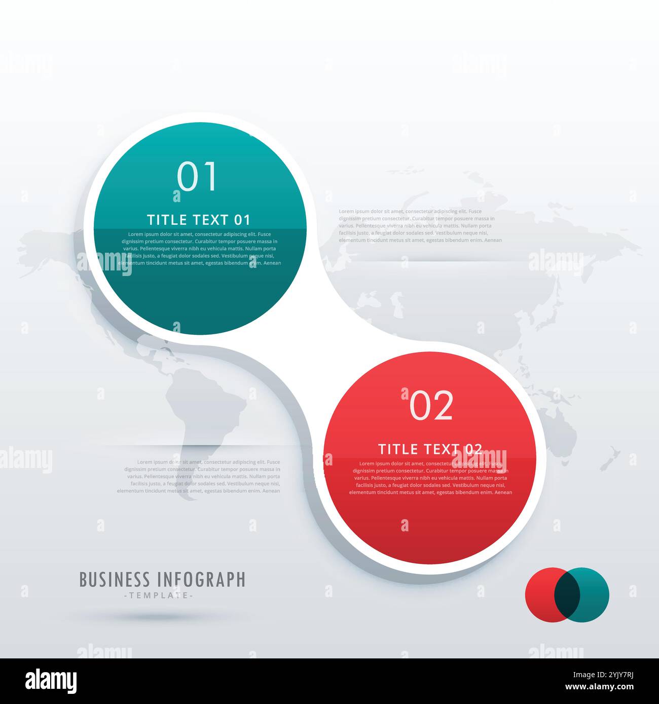 two steps option infographic template in circle style for workflow ...