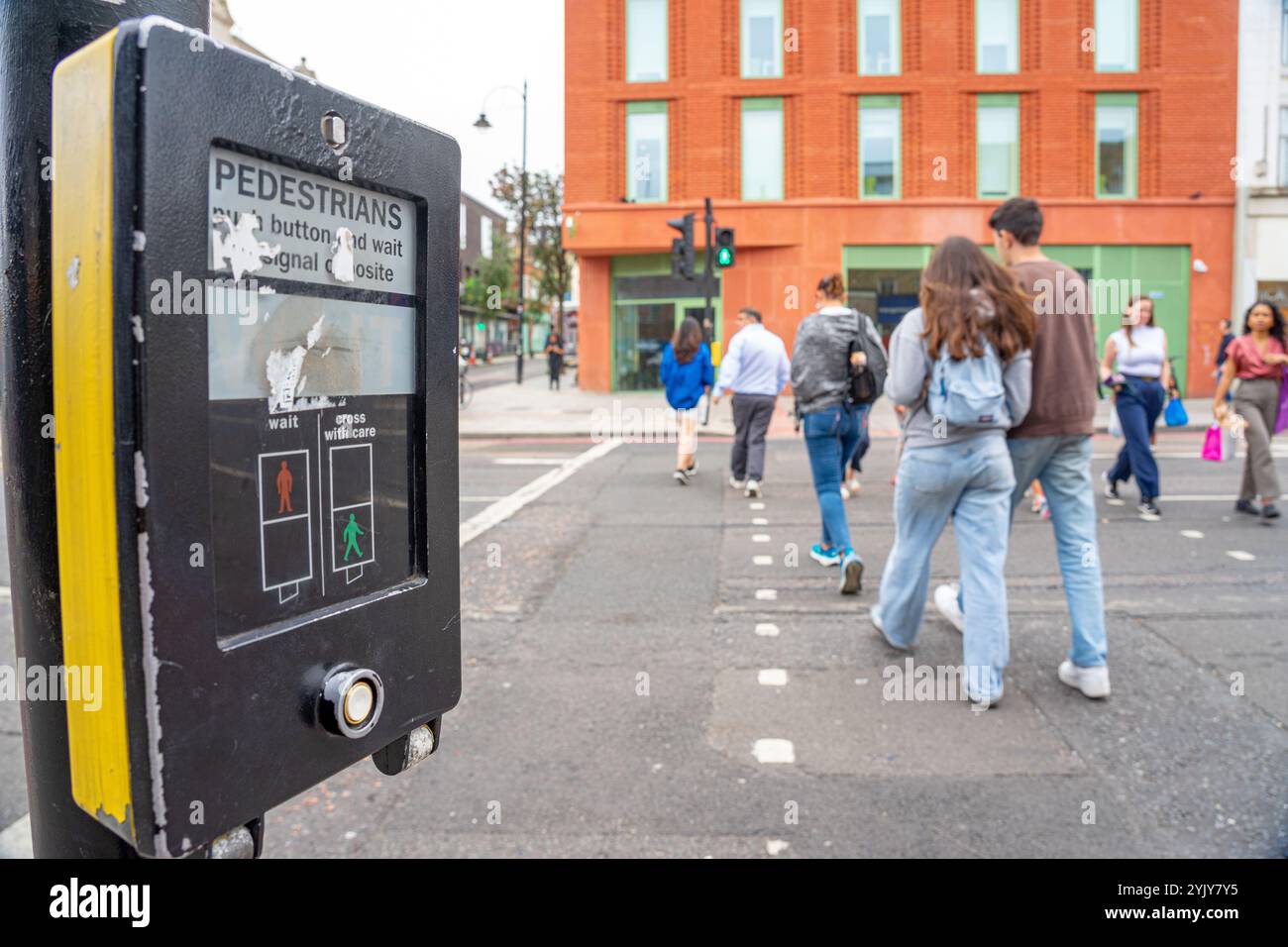 traffic light activation switch for pedestrian crossing, London.UK ...