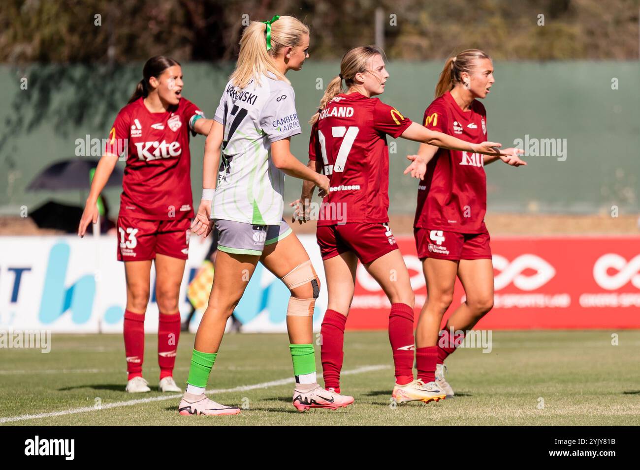 Canberra, Australia; 16th Nov 2024: Adelaide United FC players react ...