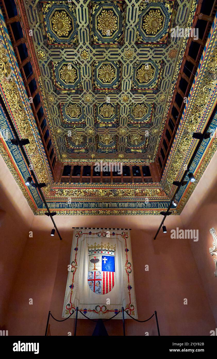 In the Grand Hall of Catholic Monarchs in Aljaferia Palace, Zaragoza ...