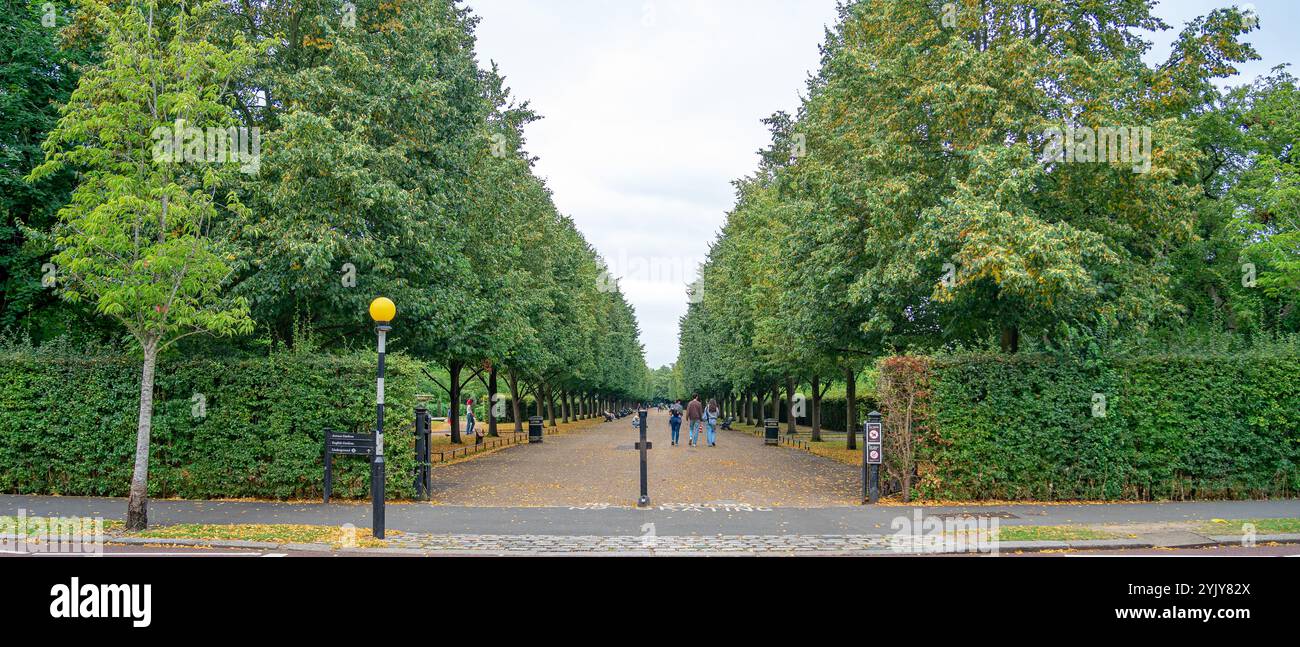 quiet environment with few people walking in Regent´s park in London ...