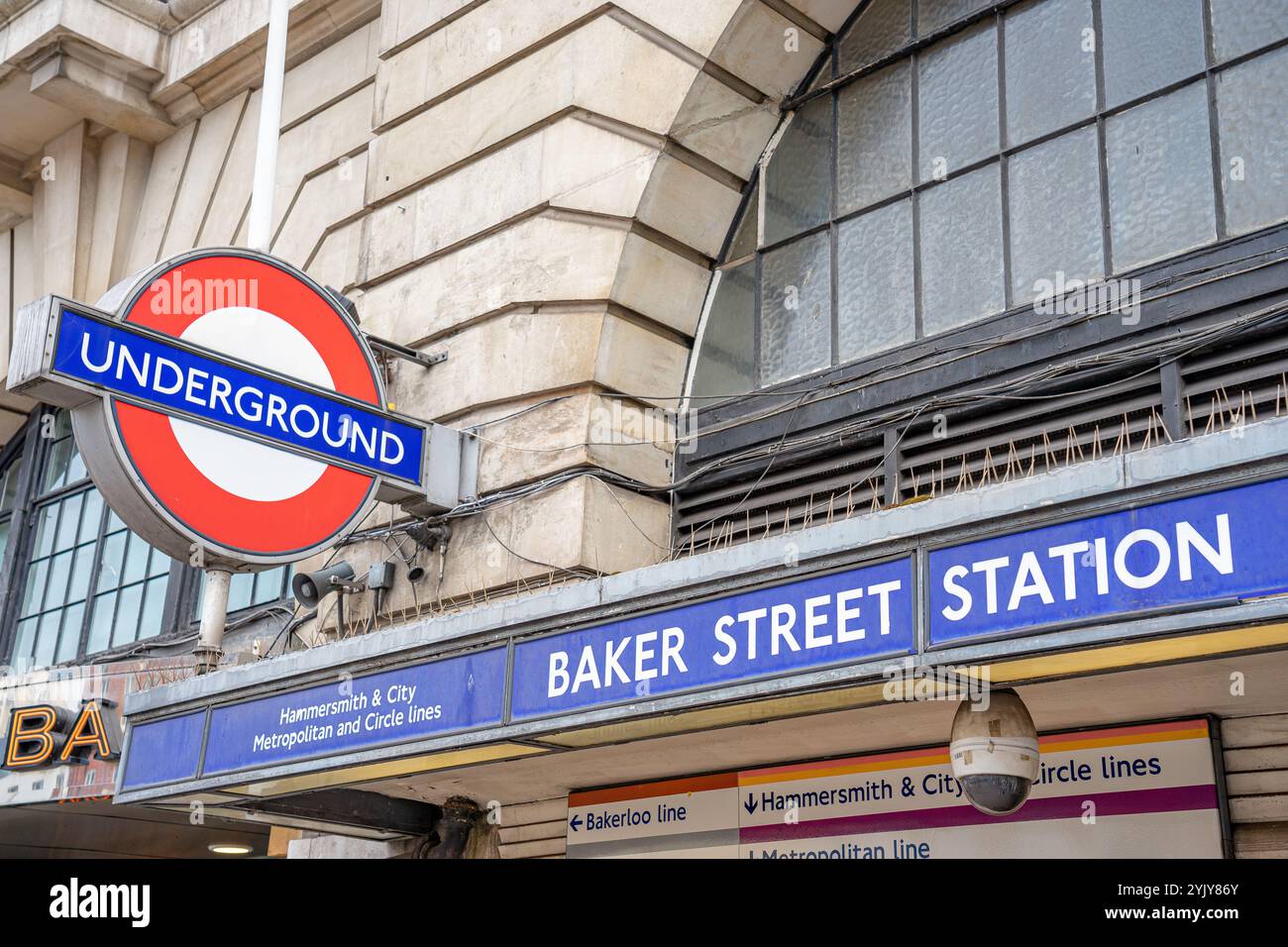 Front facade of access to Baker Street tube station, London.UK Stock ...