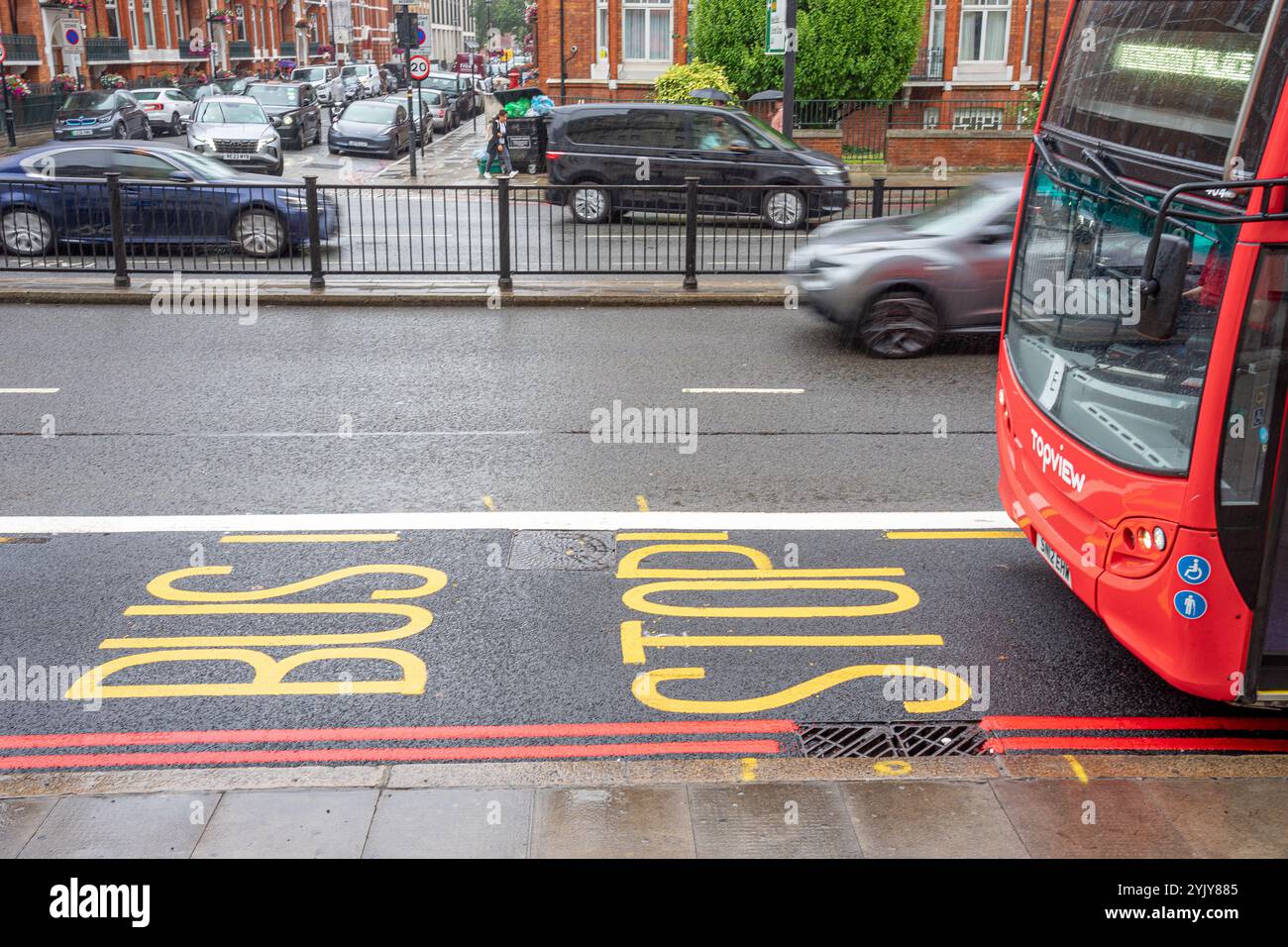 double decker bus approaching london bridge stop to drop off and pick ...