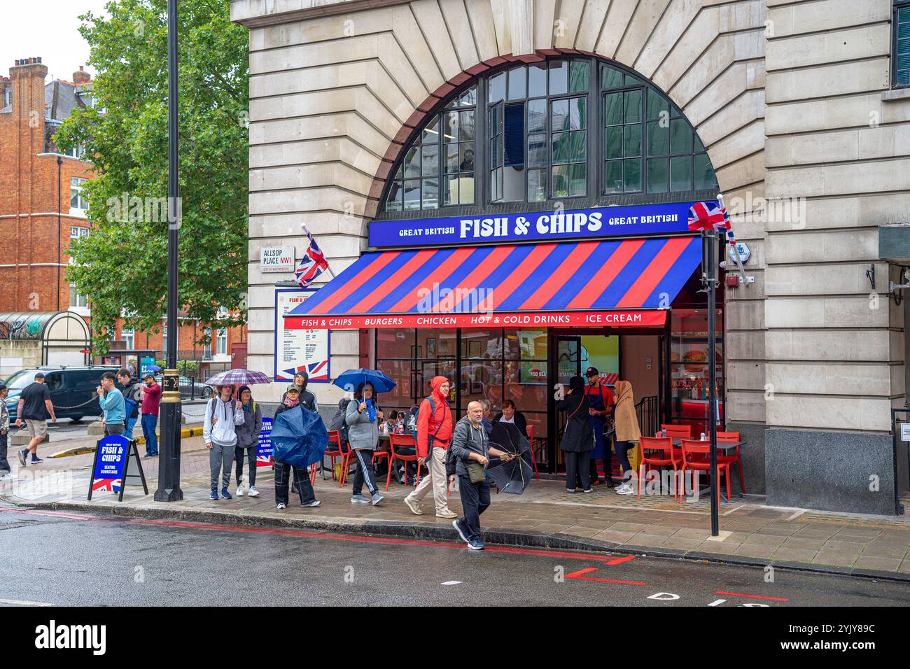 facade of the fish and chips restaurant, Great British in front of the ...