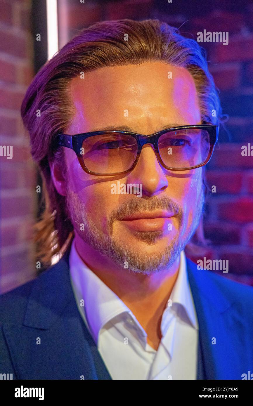 Wax figure representing actor Brad Pitt on display at Madame Tussaud s ...
